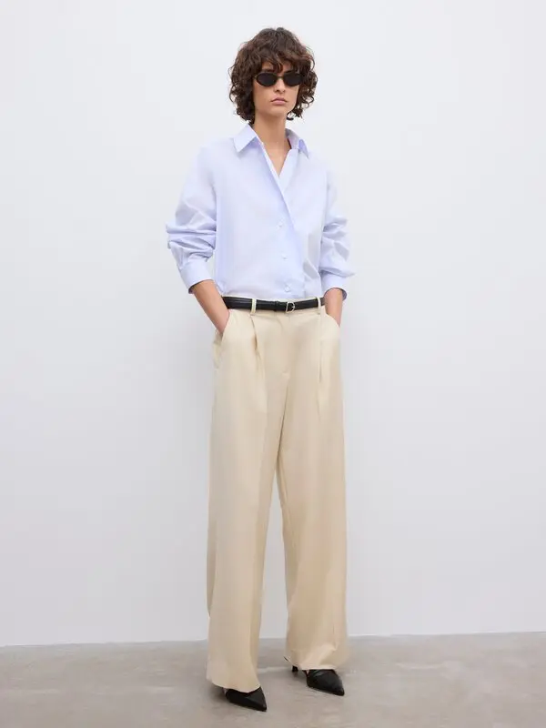 HOUSE OF DAGMAR Organic Cotton Cropped Shirt - Light Blue