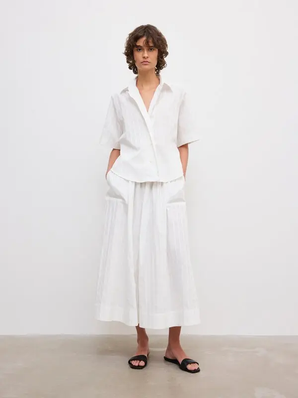 HOUSE OF DAGMAR Striped Cotton Jacquard Maxi Skirt