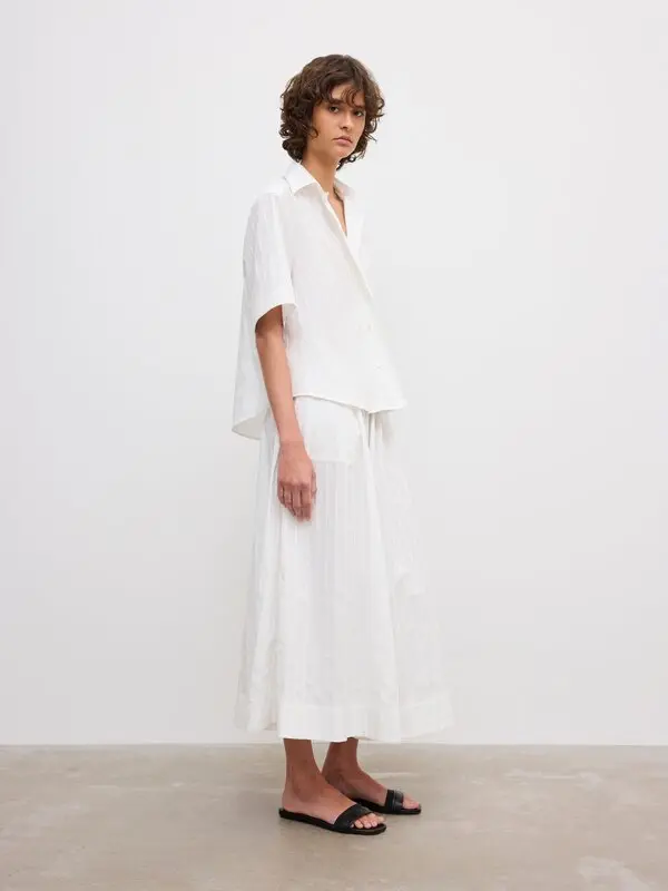 HOUSE OF DAGMAR Striped Cotton Jacquard Maxi Skirt
