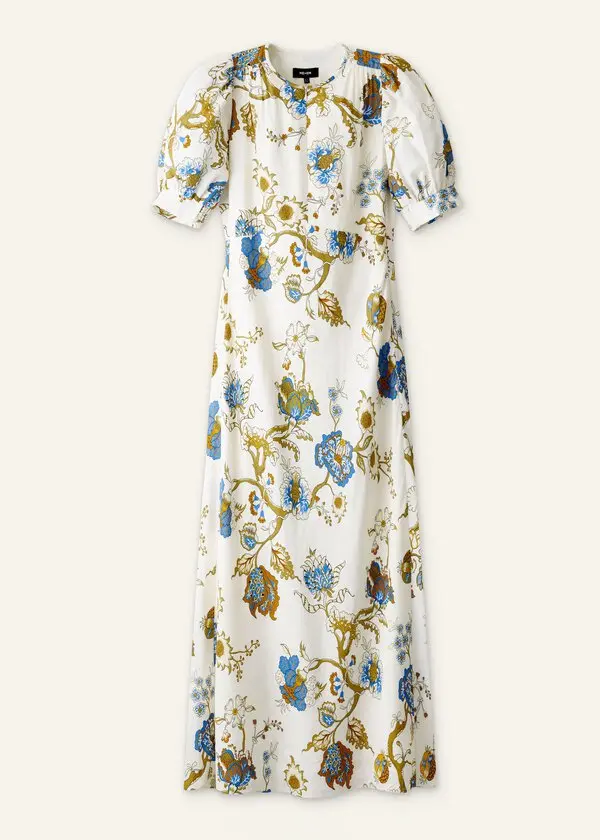 ME+EM Floral Garden Print Bias Cut Maxi Dress With Cami - Light Cream/multi