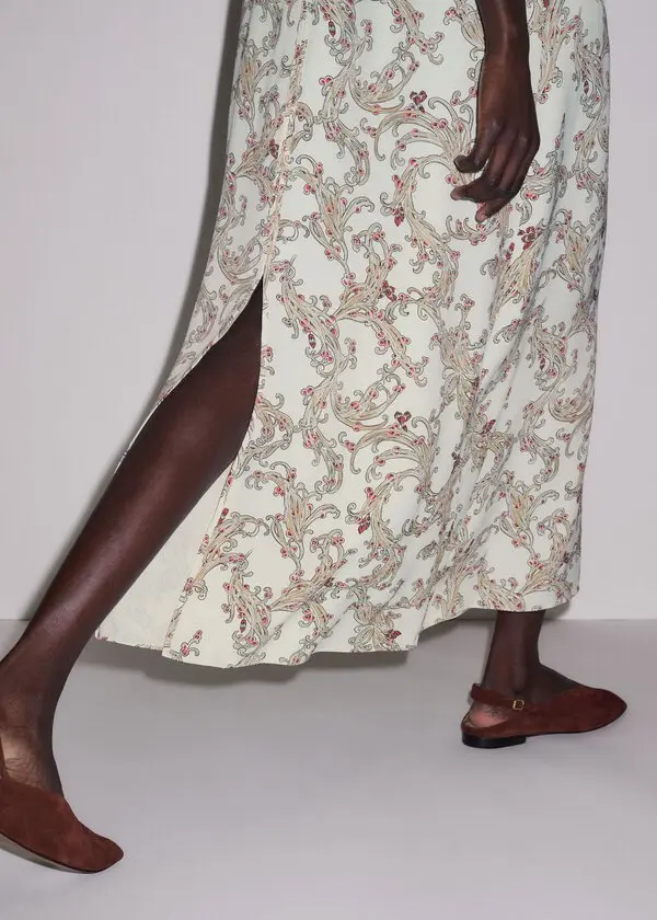 ME+EM Crepe Whimsical Bulbs Print Slim Maxi Dress Light Cream-multi