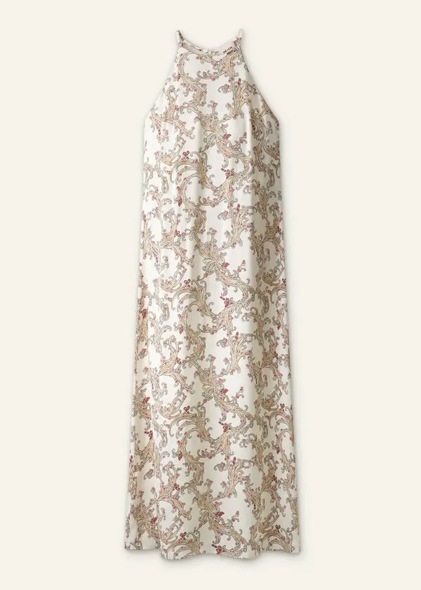 ME+EM Crepe Whimsical Bulbs Print Slim Maxi Dress Light Cream-multi