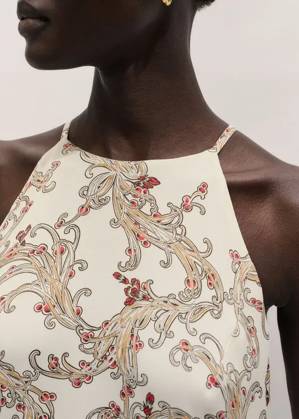 ME+EM Crepe Whimsical Print Slim Maxi Dress
