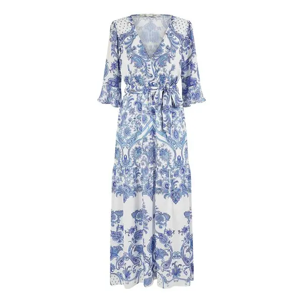 YUMI Paisley Wrap Maxi Dress
