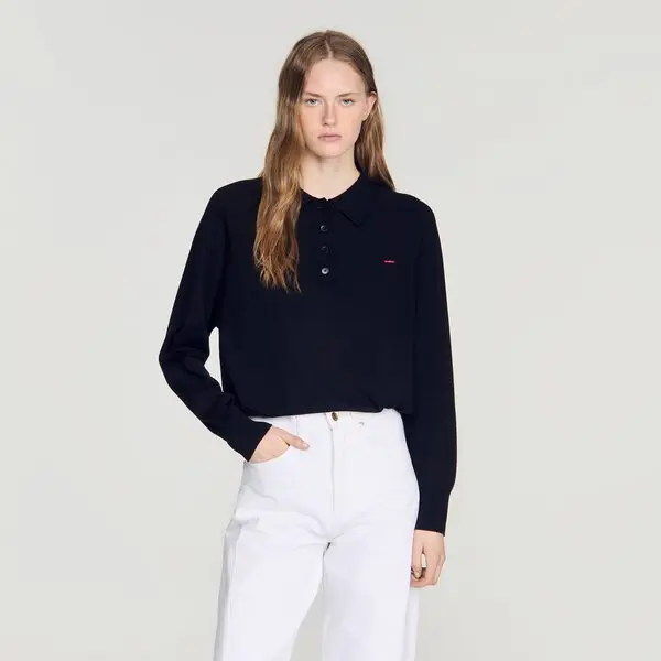 Sandro Wool Polo Shirt With Logo