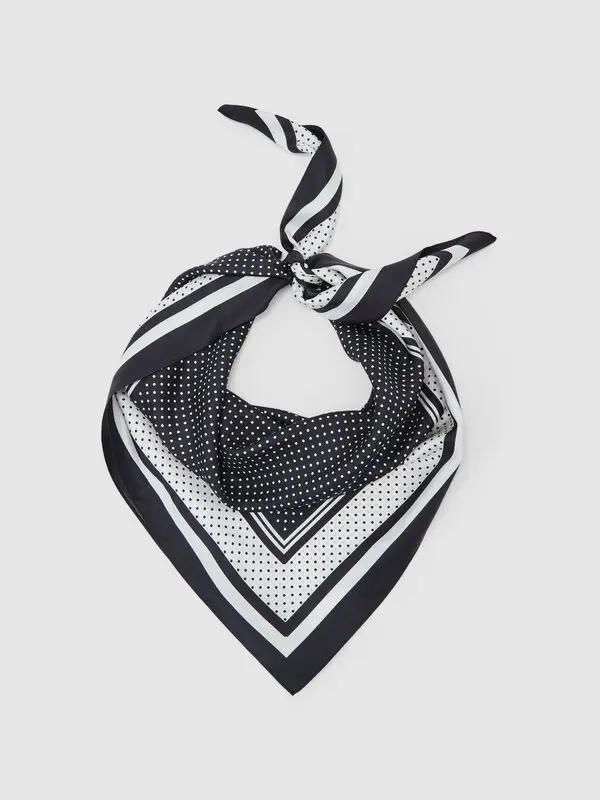 REISS Pollie Silk Polka-dot Square Scarf