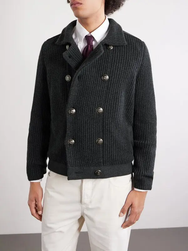 Brunello Cucinelli Double-breasted Ribbed Cashmere Cardigan