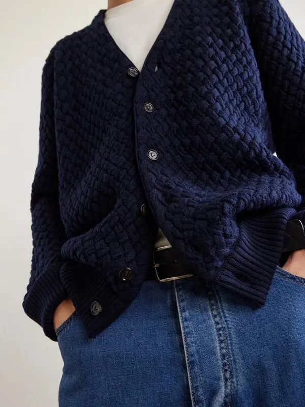 Bottega Veneta Intrecciato Wool Cardigan