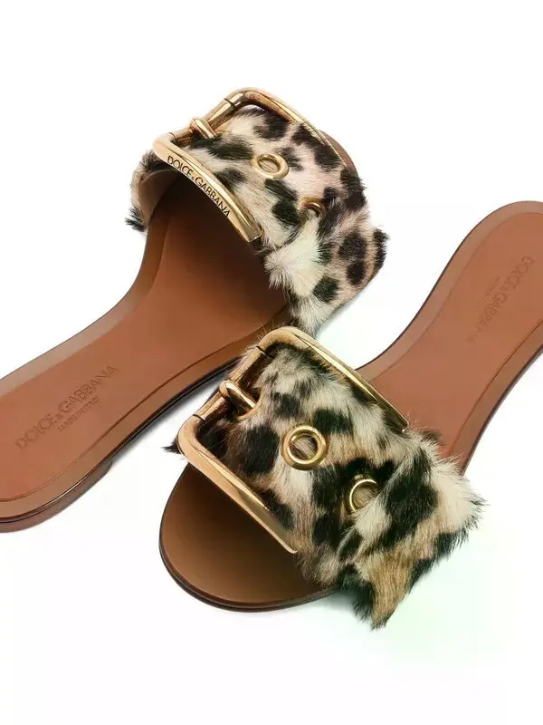 Dolce & Gabbana Leo-print Flat Slippers