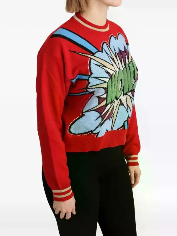 Dolce & Gabbana Cartoon-print Rhinestone-embellished Sweater - Red