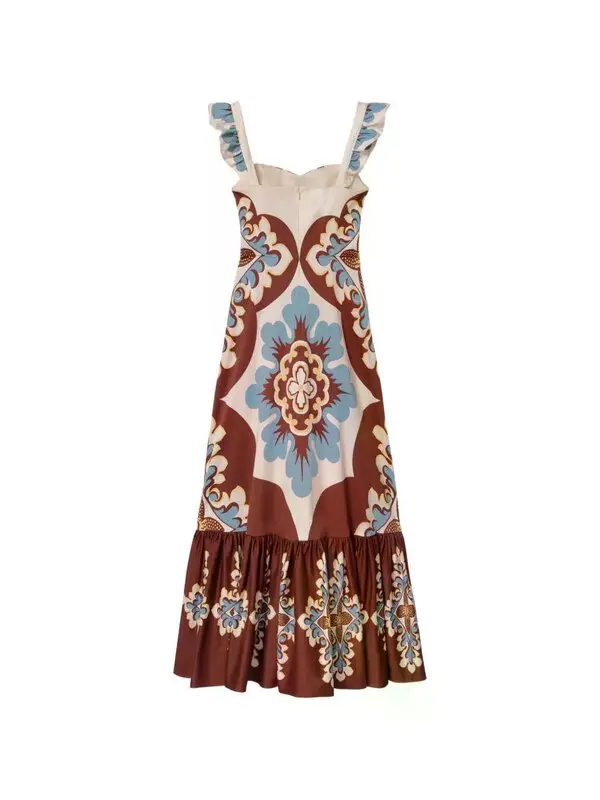 La DoubleJ Palazzo Placée Chocolate In Flat Cotton Stretch Gingerbread Dress
