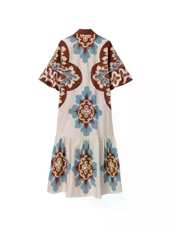 La DoubleJ Palazzo Placed Chocolate Cotton Poplin Artemis Dress - Neutrals