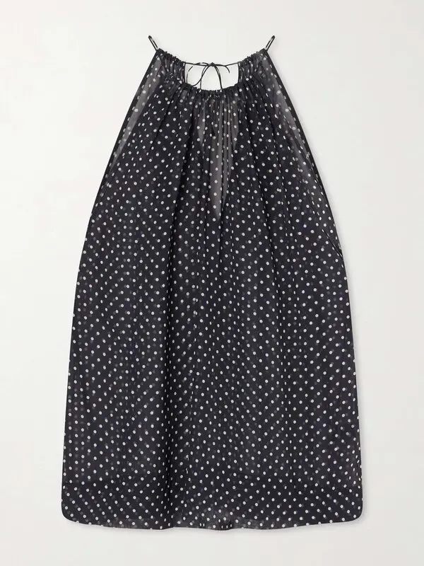 NILI LOTAN Nikki Halterneck Polka-dot Silk Tank