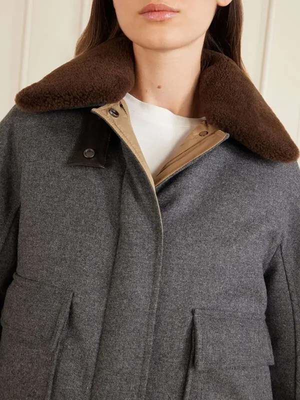 Brunello Cucinelli Shearling-trimmed Padded Wool And Cashmere-blend Down Jacket