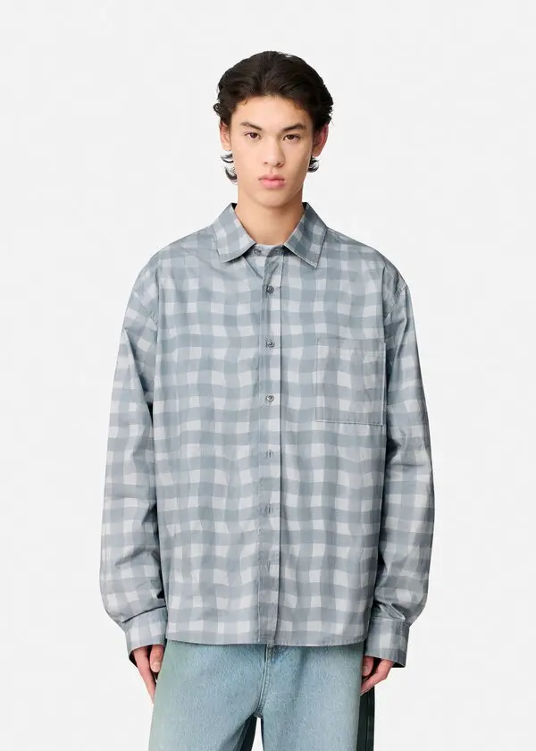 Axel Arigato Distort Gingham Shirt - Light Blue