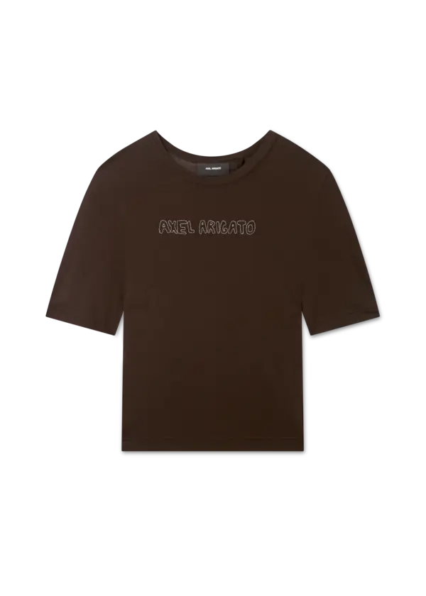 Axel Arigato Sheer Viscose Top With Contrast Stitch Embroidery - Dark Brown