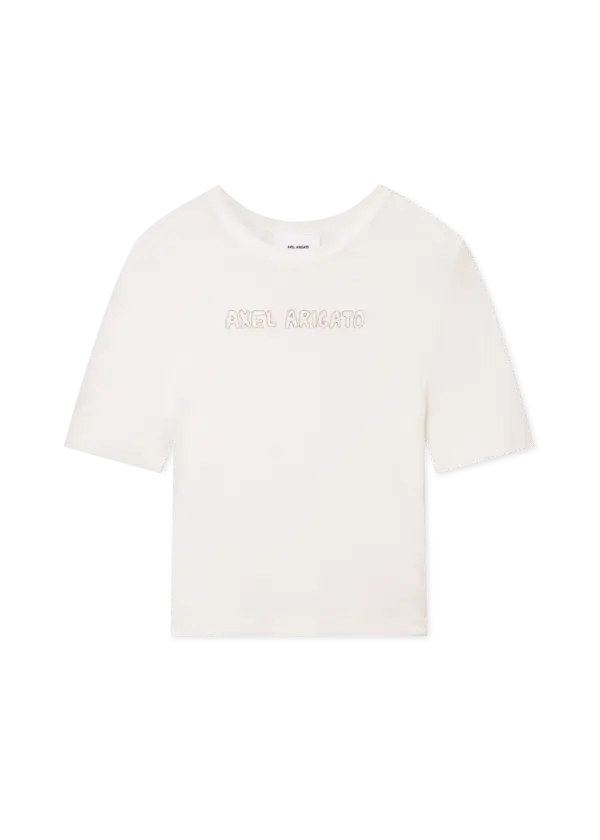 Axel Arigato Sheer Viscose Top With Contrast Stitch Embroidery - White