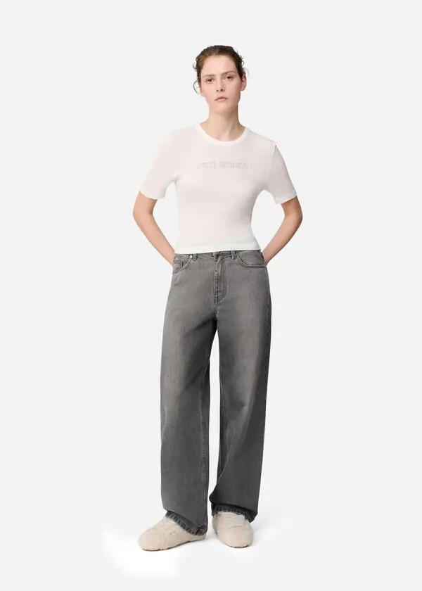 Axel Arigato Sheer Viscose Top With Contrast Stitch Embroidery - White