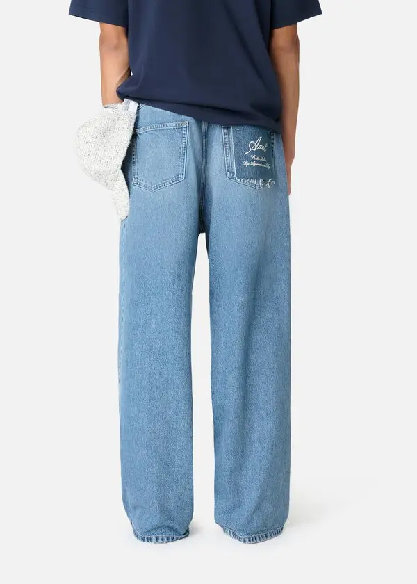 Axel Arigato Relaxed Fit Embroidered Jeans