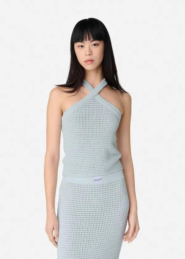 Axel Arigato Halter Crochet Tank - Ice Blue