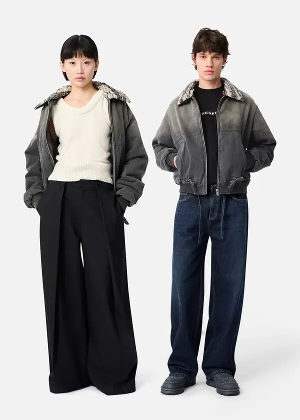 Axel Arigato Axis Denim Jacket With Removable Collar - Grey