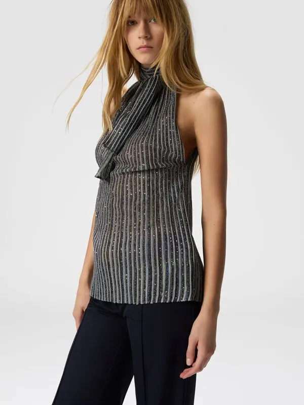 Missoni Striped Bow Top With Sequins