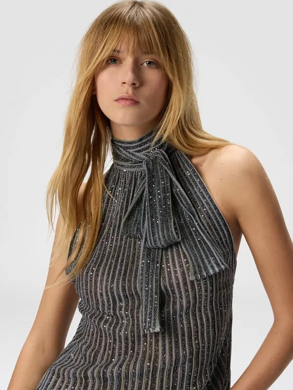 Missoni Striped Bow Top With Sequins