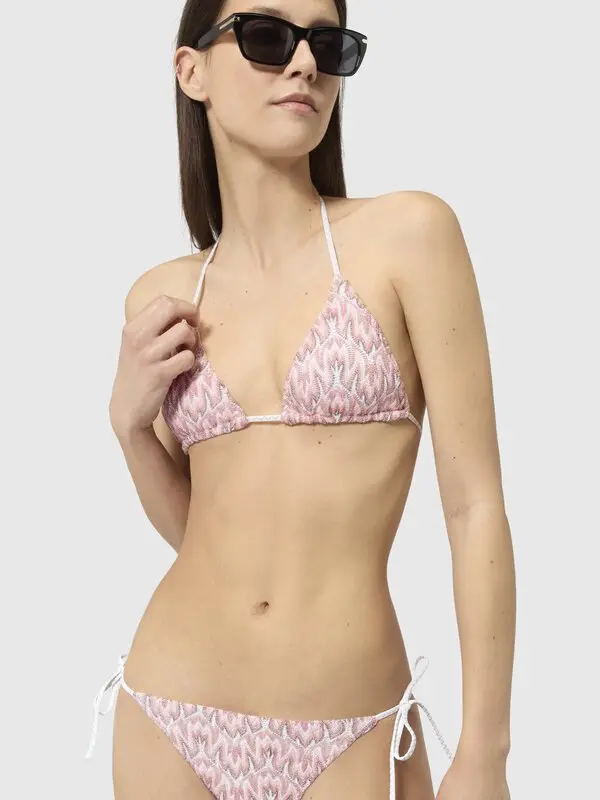 Missoni Triangle Bikini In Viscose Lamé With Foliage Motif