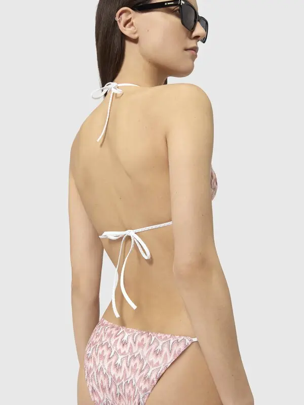 Missoni Triangle Bikini In Viscose Lamé With Foliage Motif