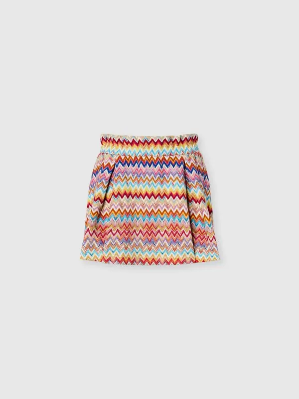 Missoni Pure Cotton Mini Skirt With Zig Zag Motif - Multicoloured