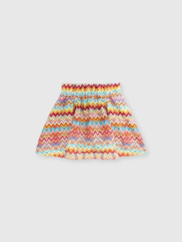 Missoni Pure Cotton Mini Skirt With Zig Zag Motif - Multicoloured