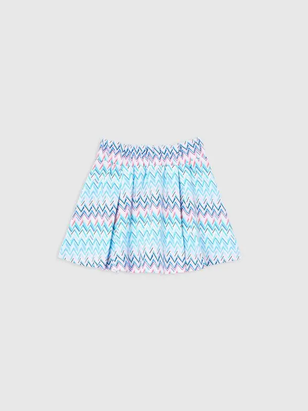Missoni Zig Zag Motif Cotton Pleated Mini Skirt