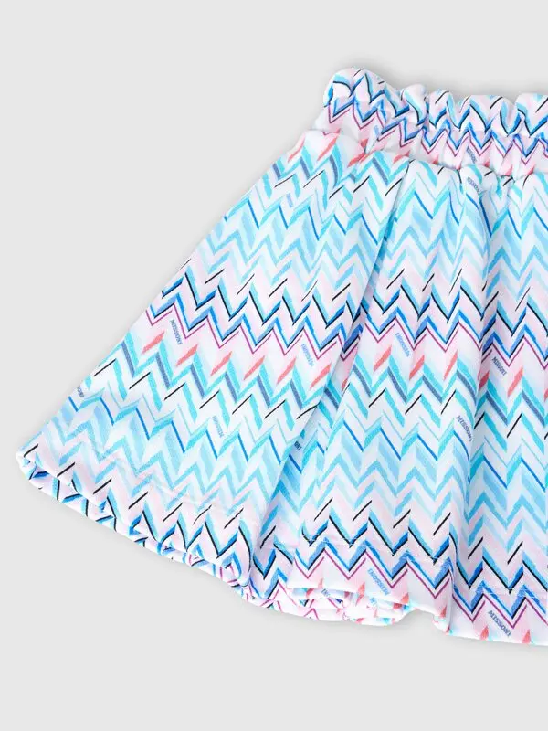 Missoni Zig Zag Motif Cotton Pleated Mini Skirt