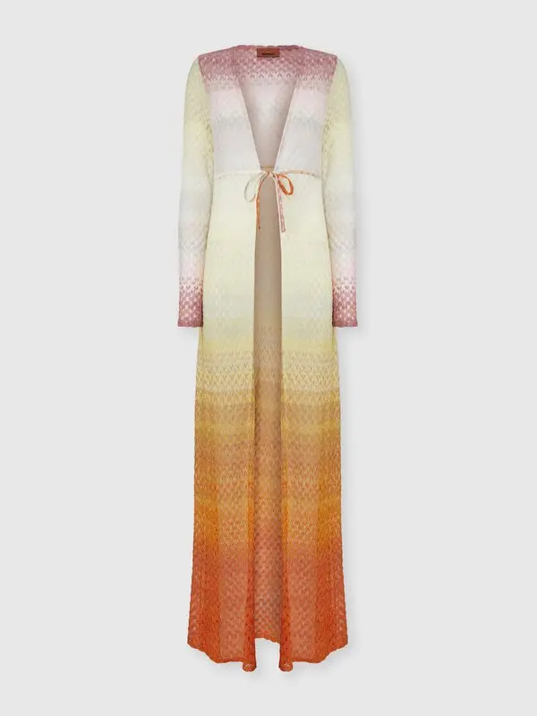 Missoni Lamé Viscose Cardigan With Dégradé Spiderweb Motif - Orange