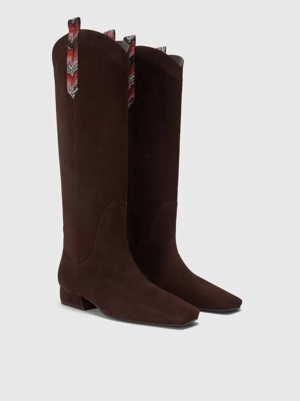 Missoni Suede Boots With Lace Detail