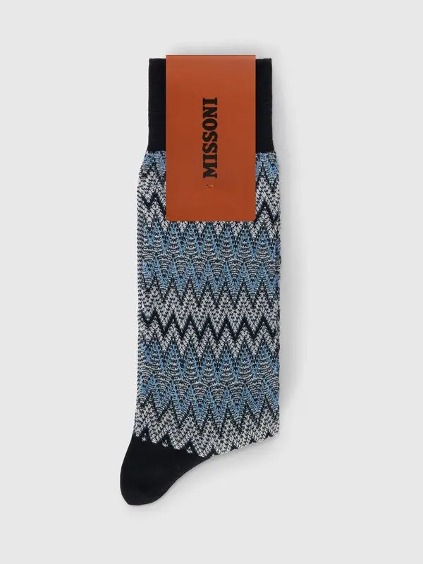 Missoni Mid-length Cotton-blend Socks With Dégradé Zigzag Pattern