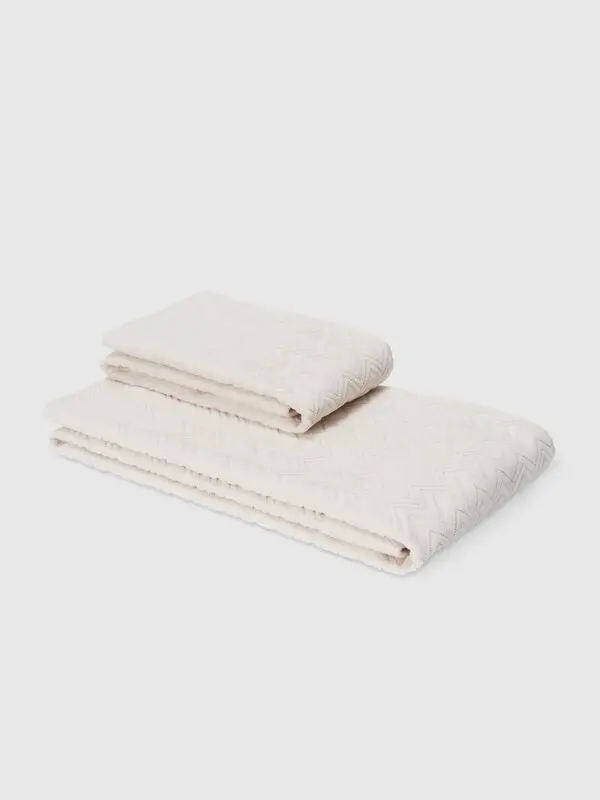 Missoni Piece Bath Towel Set In Cotton Terry With Zigzag Pattern - Brown