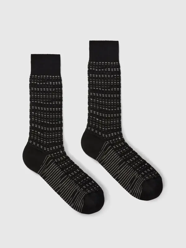 Missoni Mid-length Cotton-blend Socks With Check Pattern - Multicoloured
