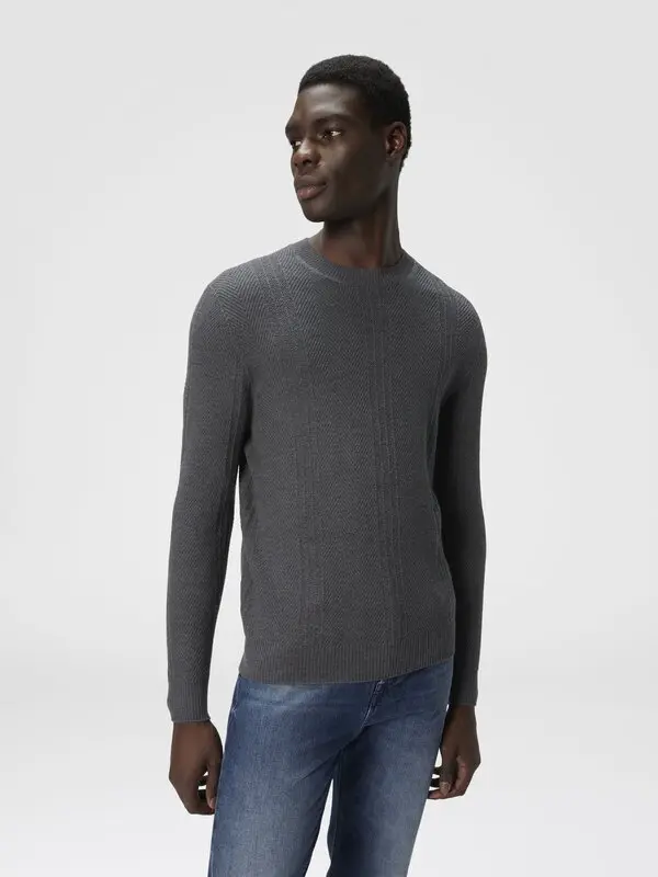 Missoni Crew Neck Sweater In Wool With Chevron Pattern