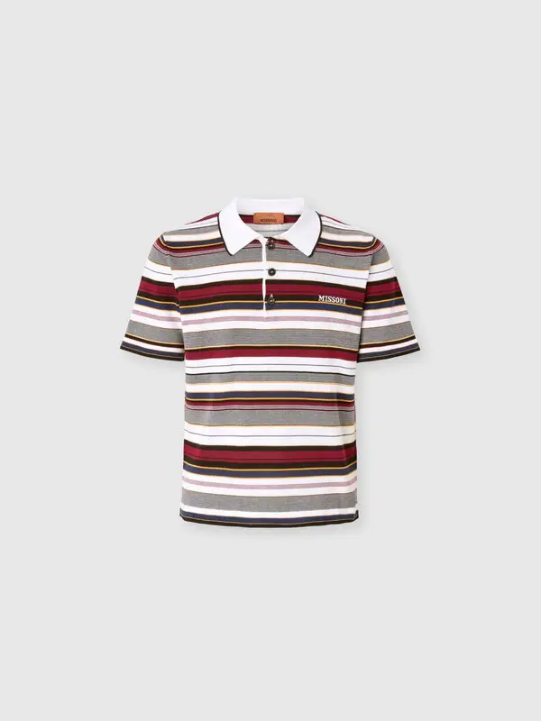 Missoni Striped Cotton Polo Shirt With Embroidered Logo Lettering - Multicoloured