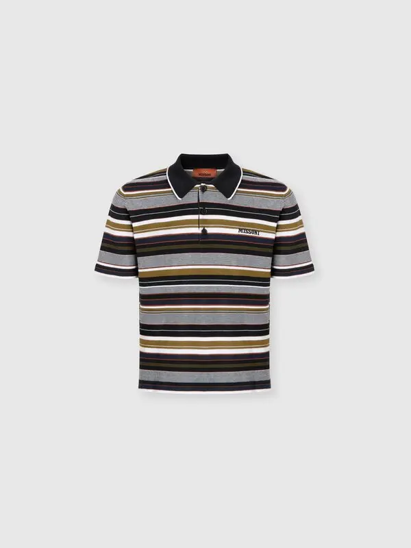 Missoni Striped Cotton Polo Shirt With Embroidered Logo Lettering - Multicoloured
