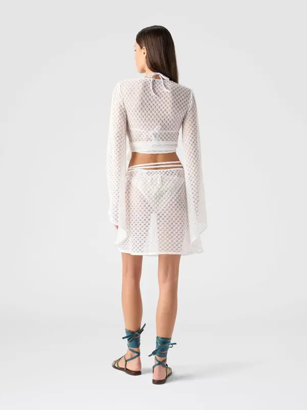 Missoni Wrap Top In Lamé Viscose With Raschel Workmanship - White