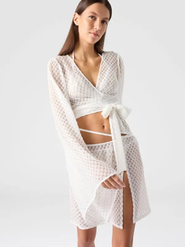 Missoni Wrap Top In Lamé Viscose With Raschel Workmanship - White
