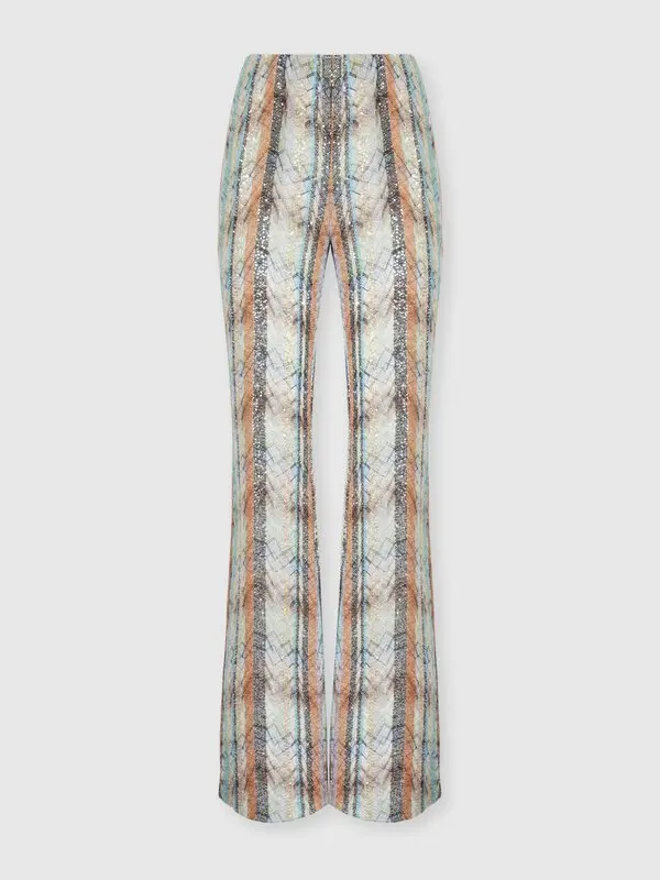 Missoni Technique Mixed Viscose Lamé Flared Trousers