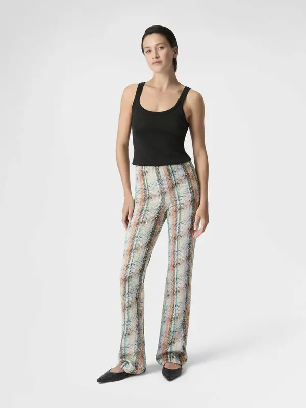 Missoni Technique Mixed Viscose Lamé Flared Trousers
