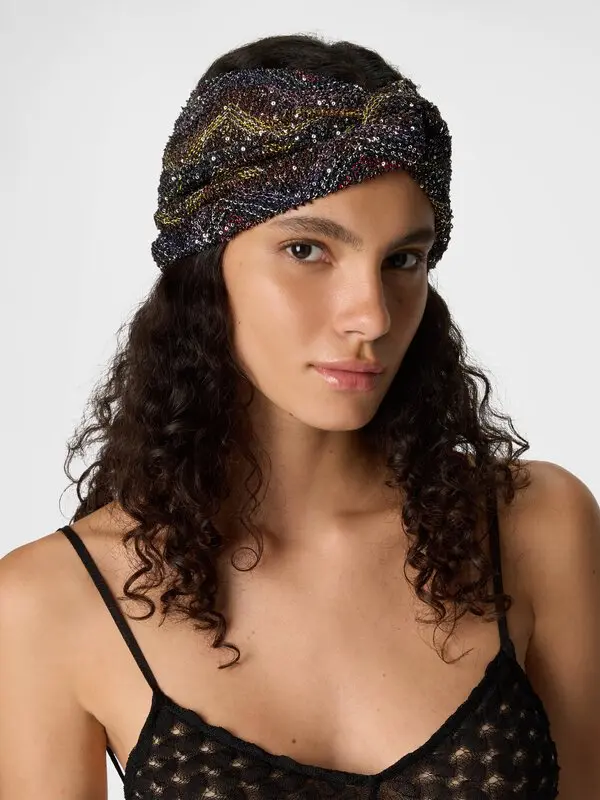 Missoni Headband In Lamé Viscose Blend With Sequins