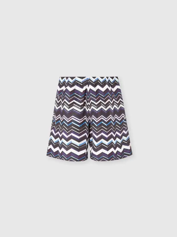 Missoni Long Swim Shorts With Irregular Zigzag Print - Blue