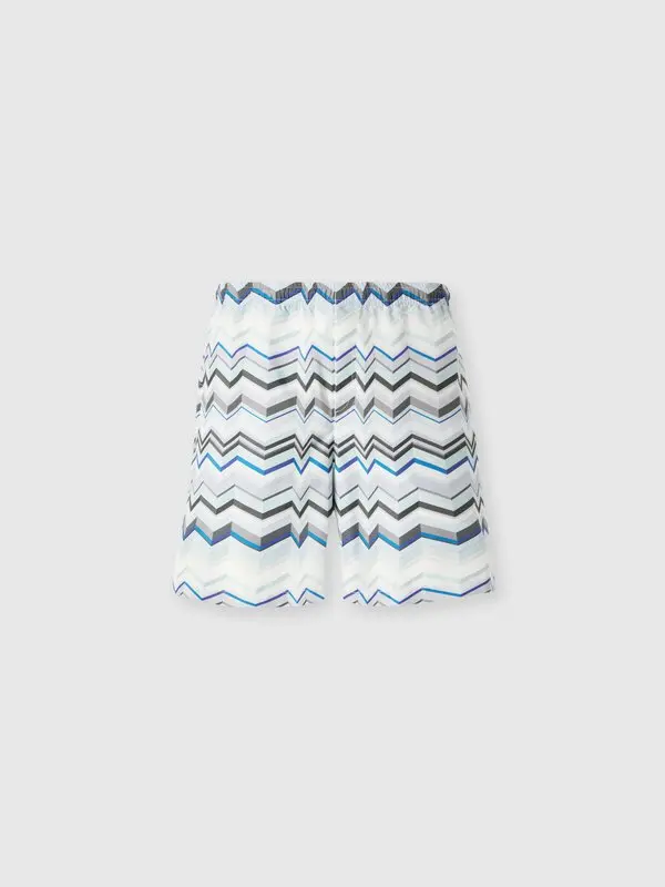 Missoni Long Swim Shorts With Irregular Zigzag Print - Light Blue