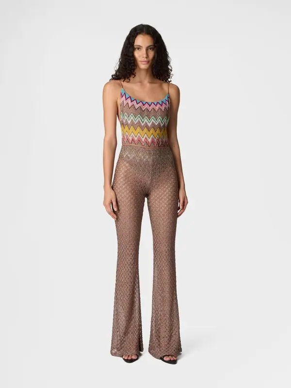 Missoni Up Trousers In Lamé Viscose With Spiderweb Pattern