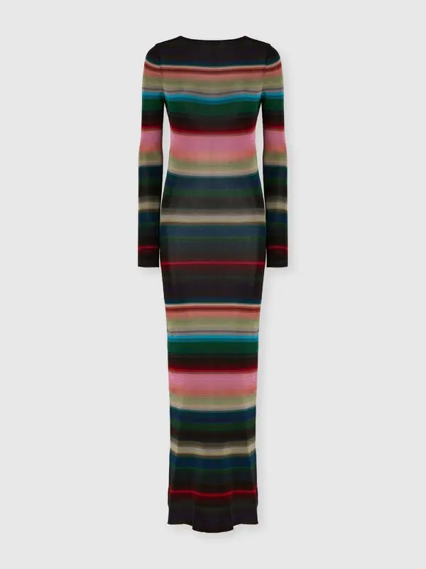 Missoni Long Backless Dress In Striped Knit